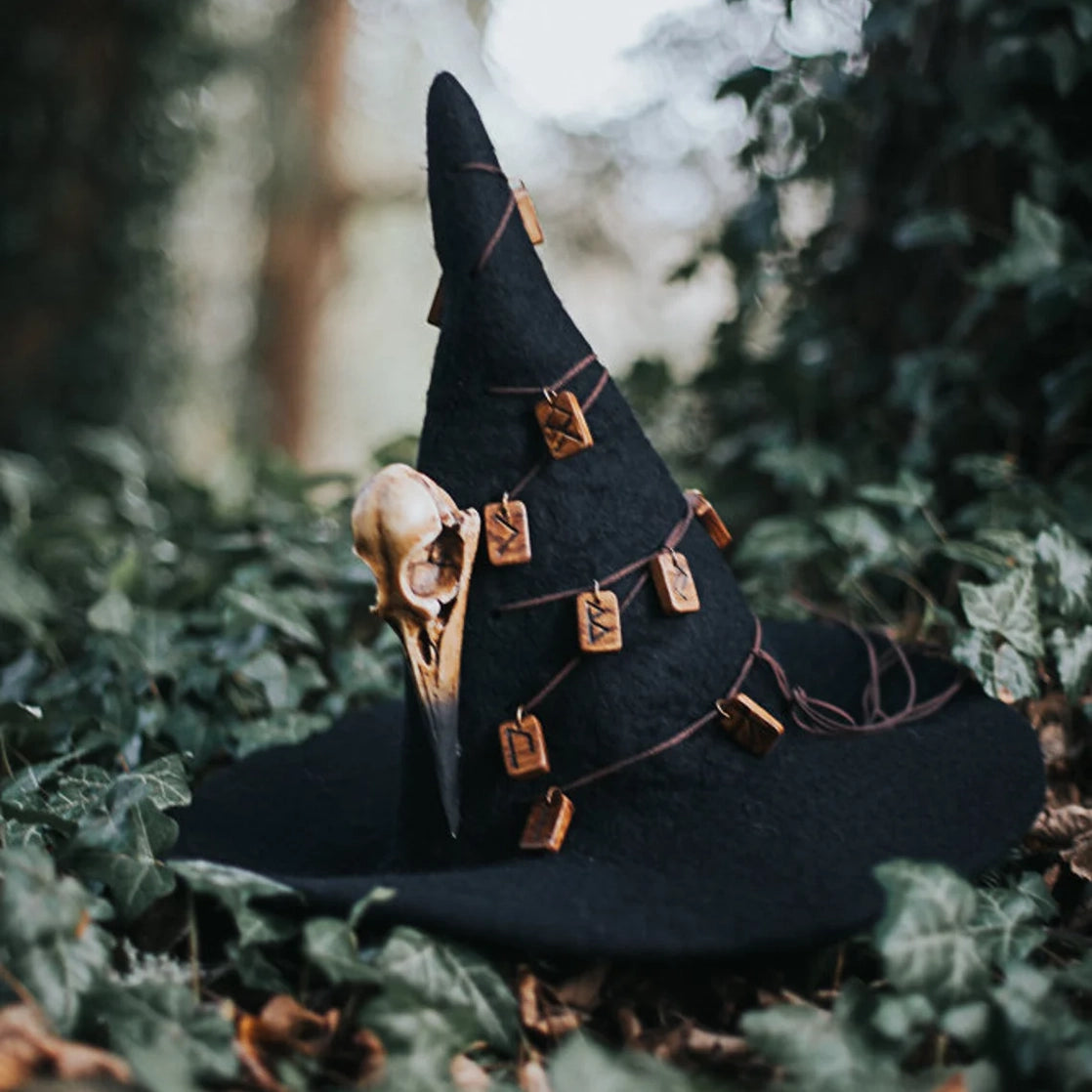 Wool Witch Hat w/ Runes and Raven Head – Salem Wax Museum & Salem Witch ...